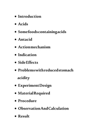 Chemistry project antacid | DOCX