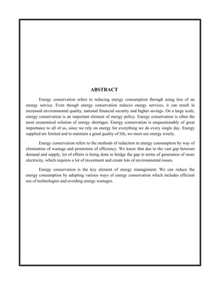 Project on Energy Conservation | PDF