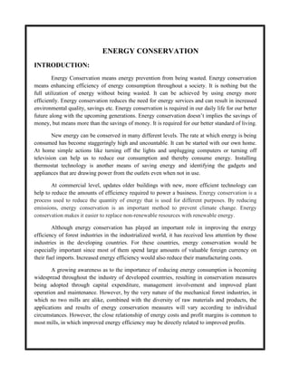 Project on Energy Conservation | PDF