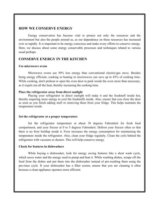 Project on Energy Conservation | PDF