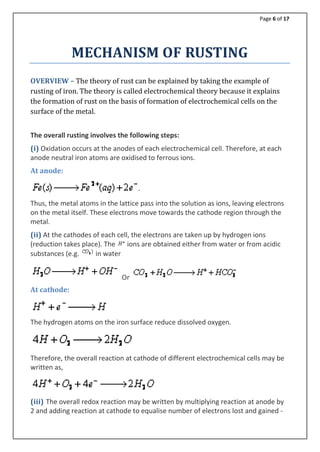 12th CHEMISTRY PROJECT - RUSTING OF IRON | PDF
