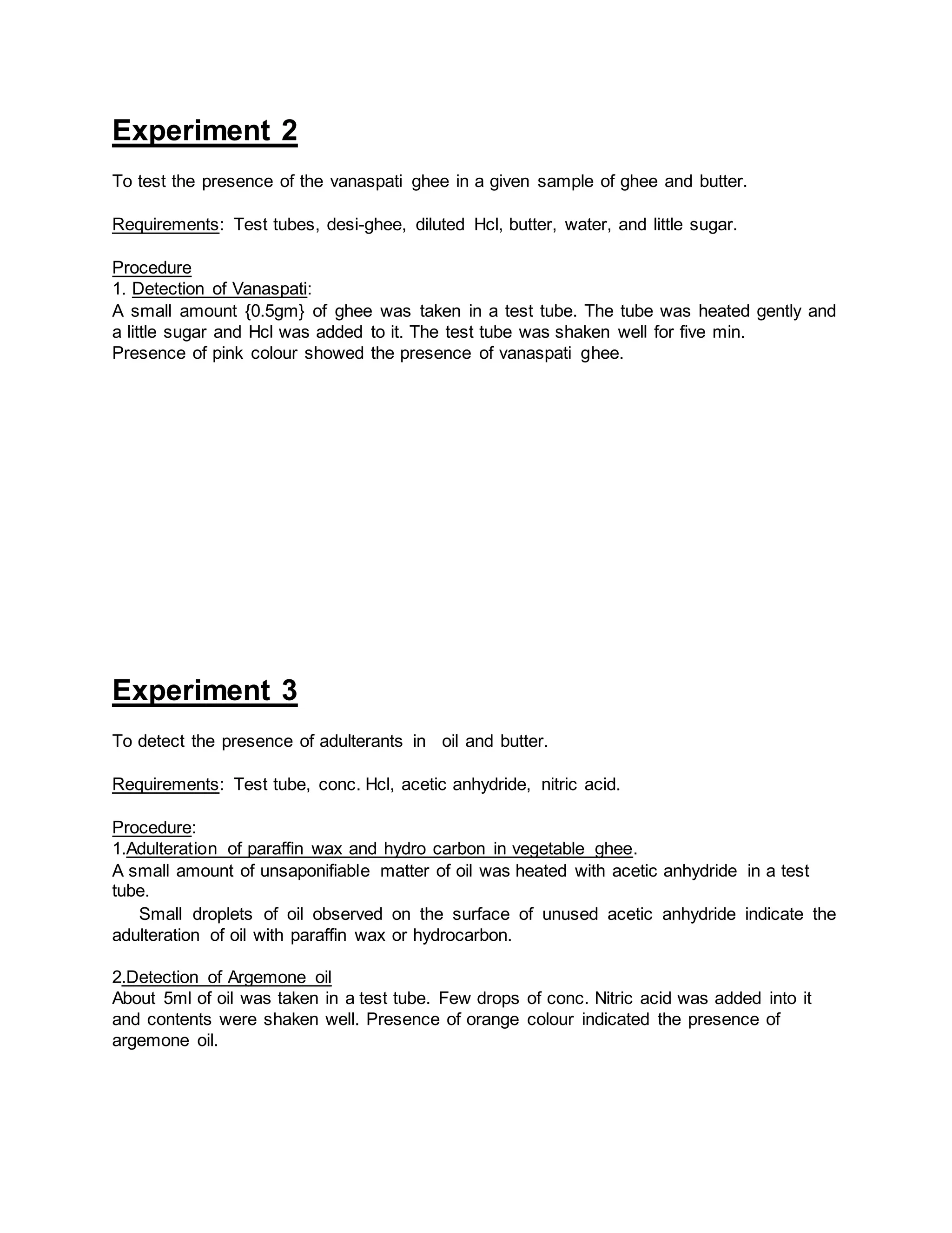 Chemistry project food adulteration | DOCX