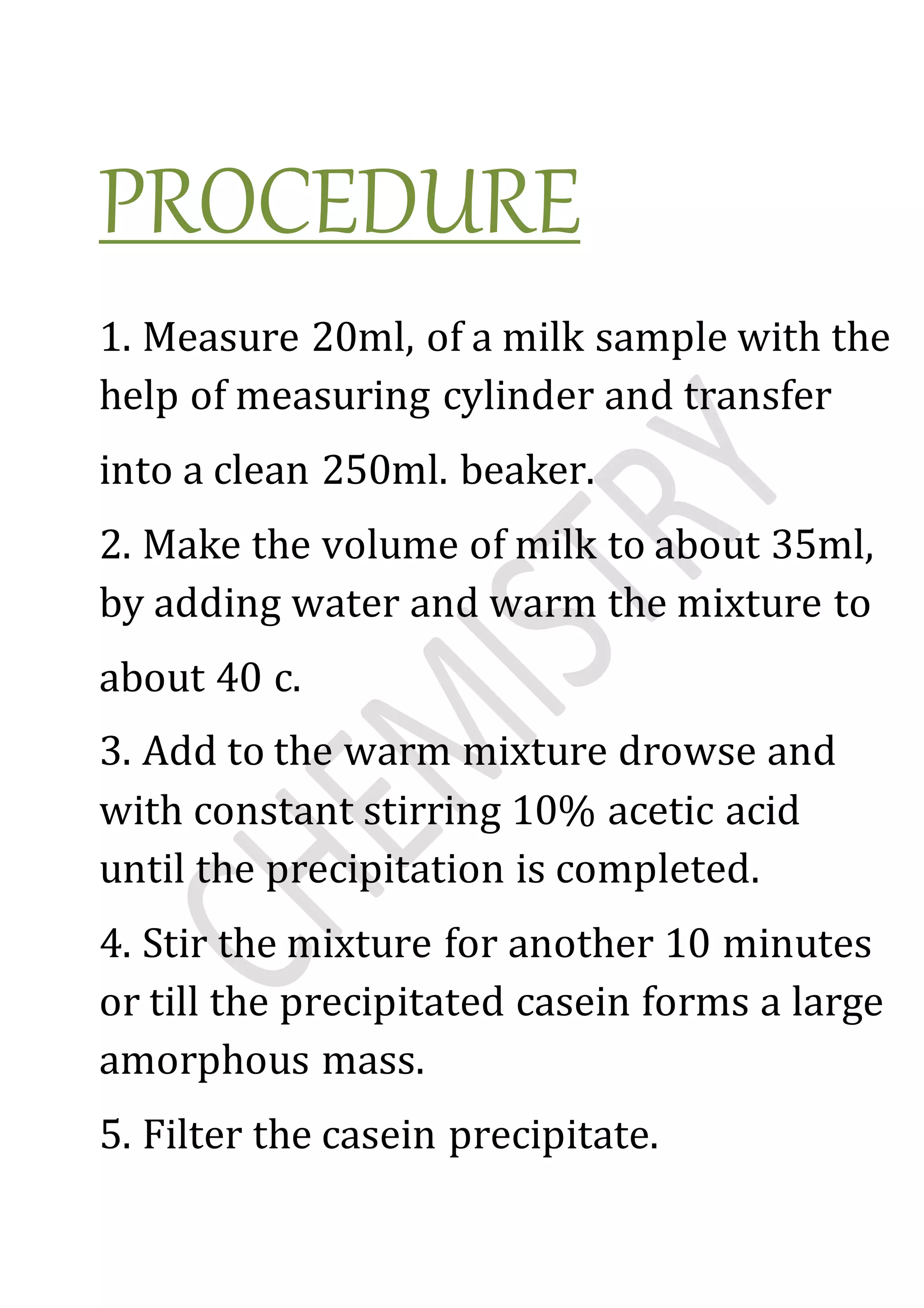 Chemistry project on casein in mik | DOCX