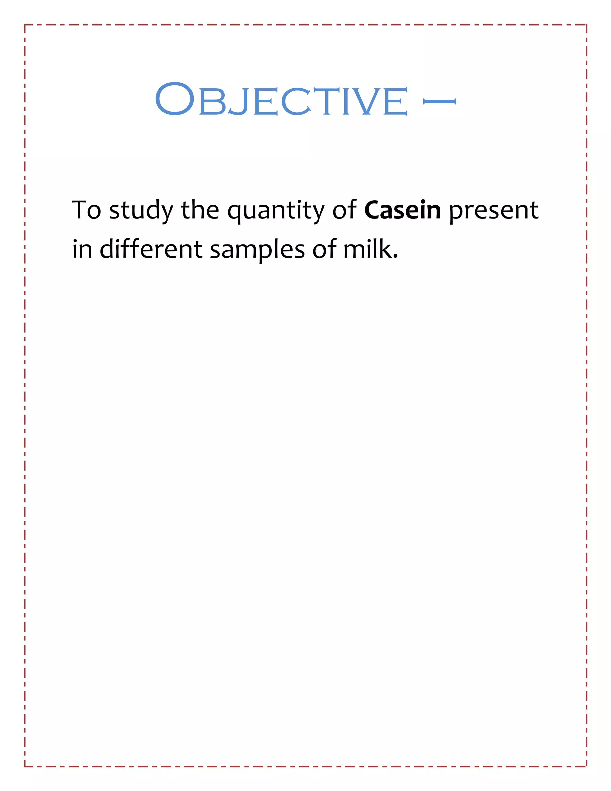 Chemistry project part 1 caseins in milk...... | PDF