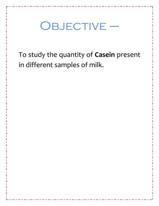 Chemistry project part 1 caseins in milk...... | PDF
