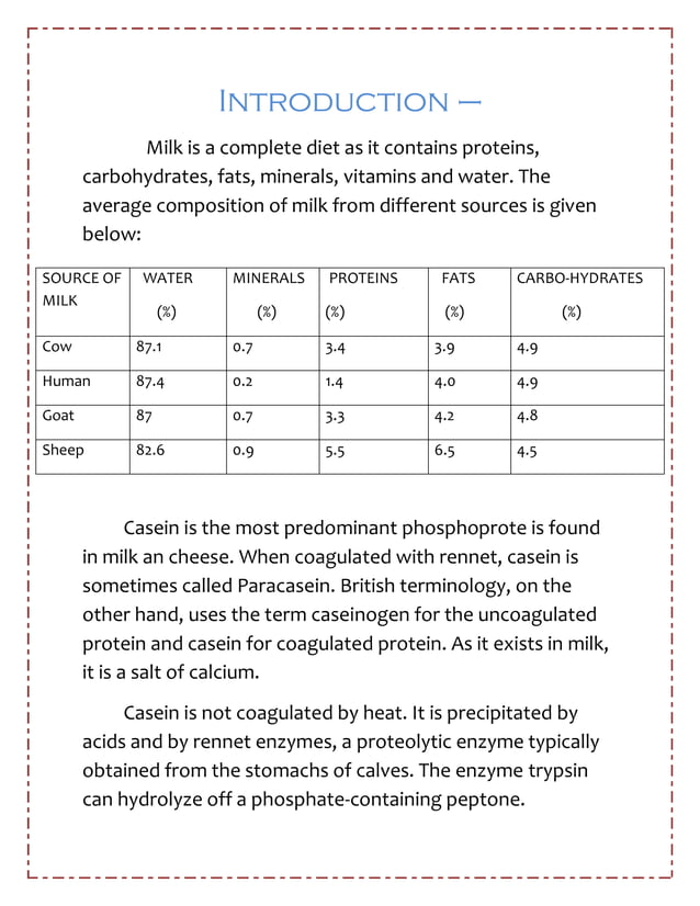 Chemistry project part 1 caseins in milk...... | PDF
