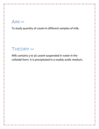 Chemistry project part 1 caseins in milk...... | PDF