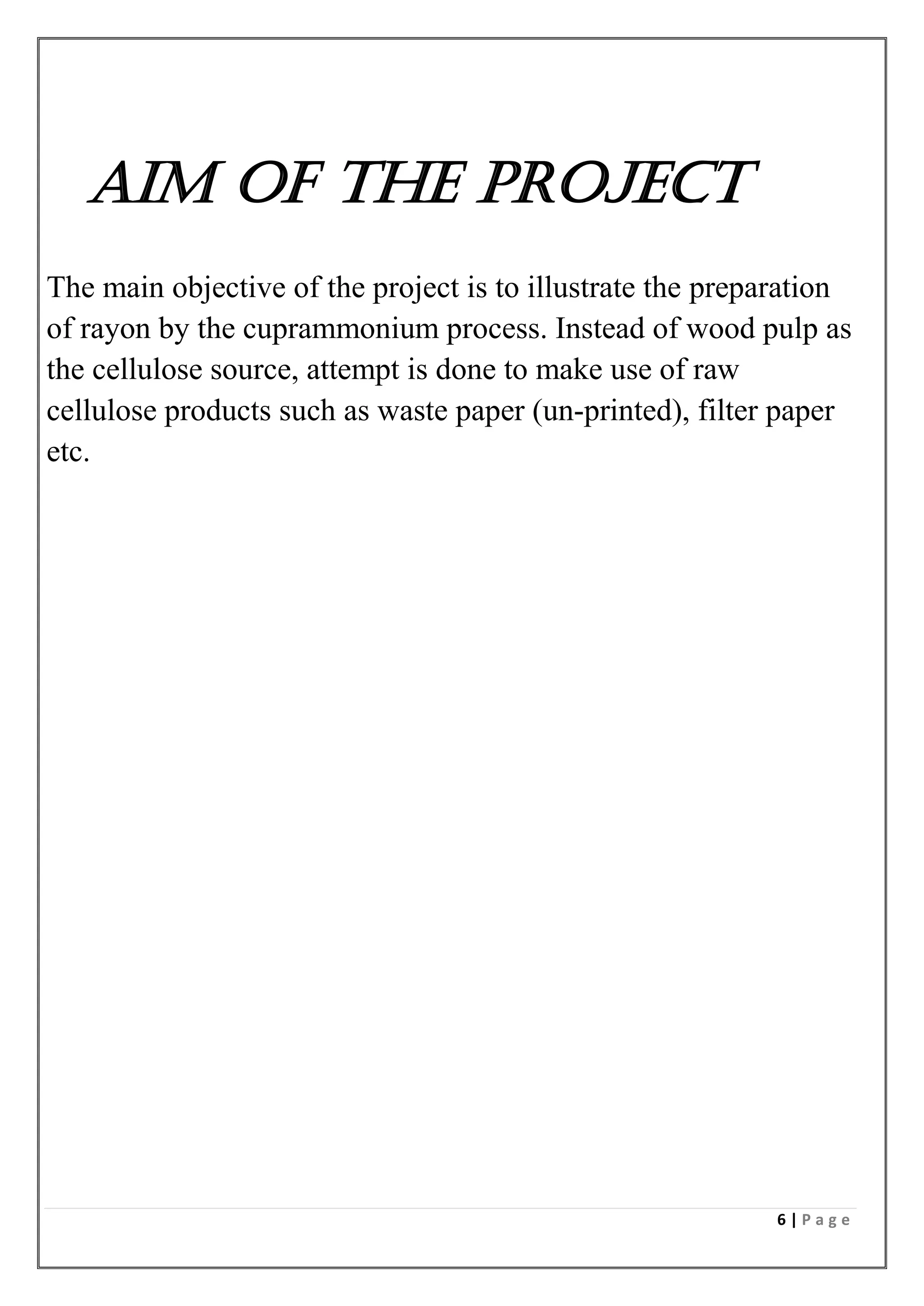 Chemistry project PREPARATION OF RAYON FROM FILTER PAPER | PDF