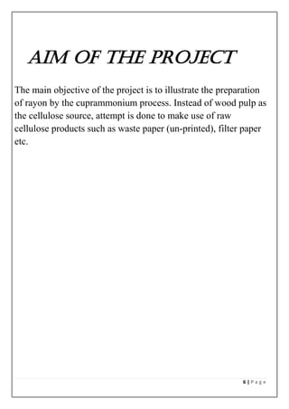 Chemistry project PREPARATION OF RAYON FROM FILTER PAPER | PDF