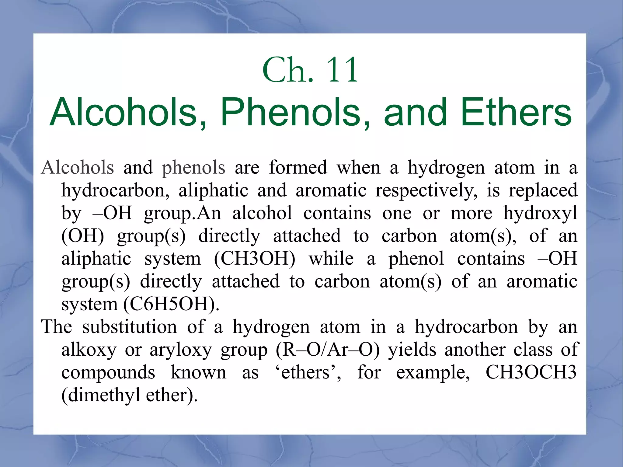 Alcohols, Phenols, and Ethers | PPT