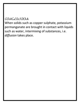 Study of Diffusion of solids in Liquids | DOCX