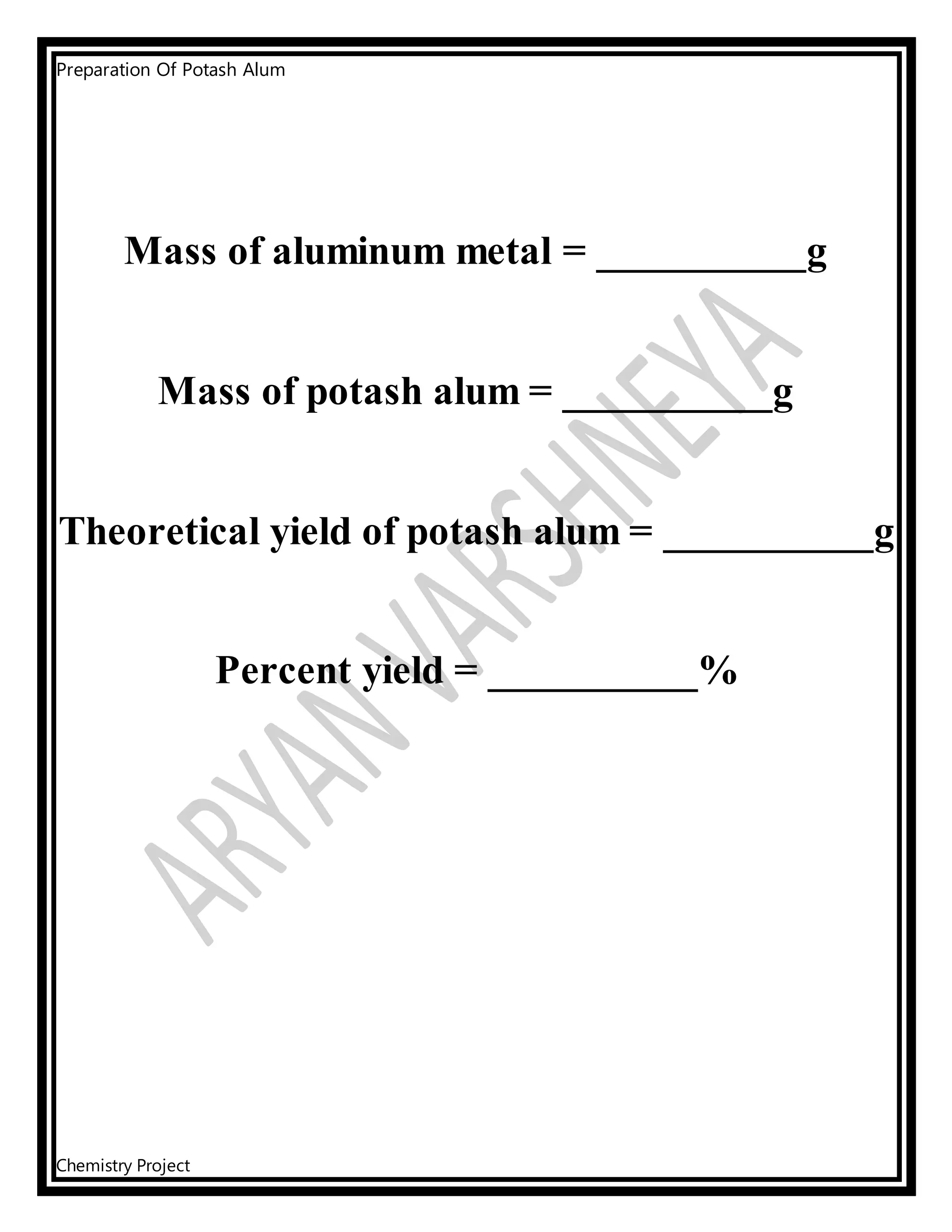 The Preparation Of Potash Alum | DOCX