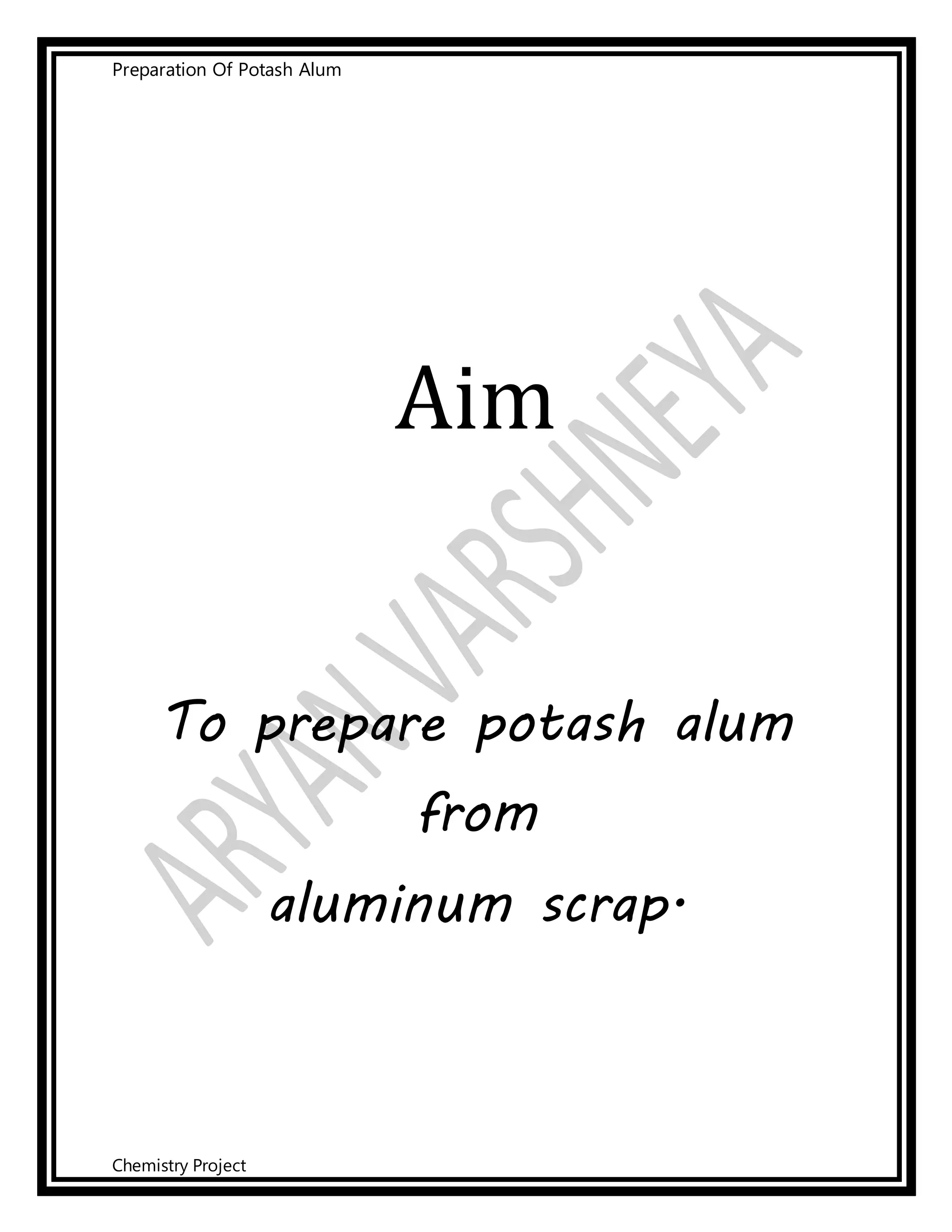 The Preparation Of Potash Alum | DOCX