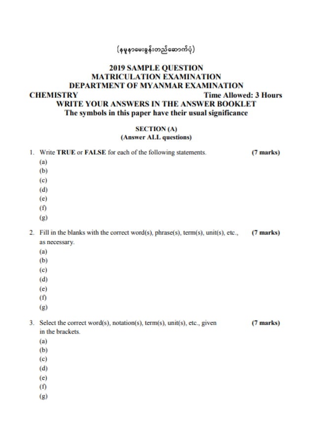 Chemistry question format | PDF