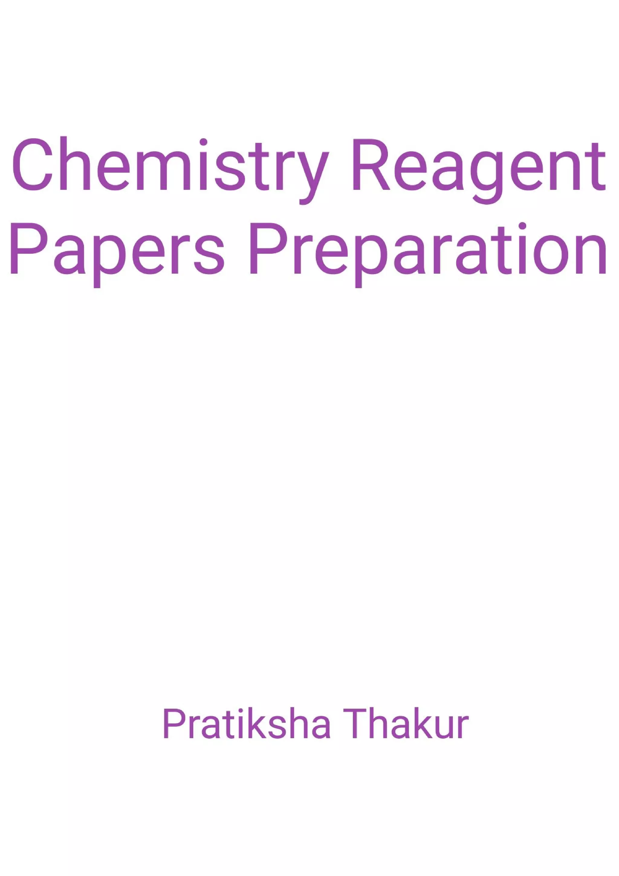 Chemistry Reagent Papers Preparation | PDF