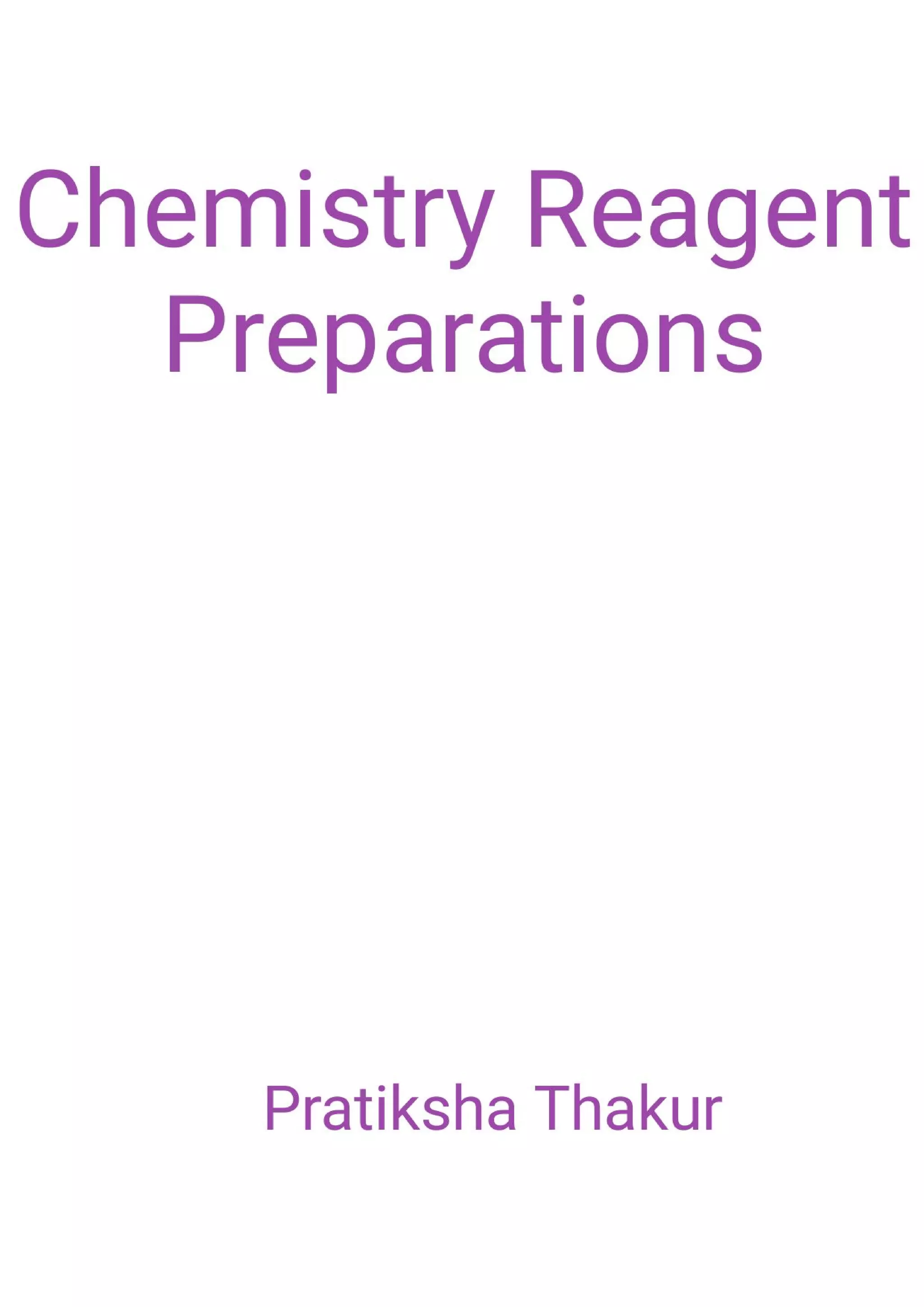 Chemistry Reagent Preparations | PDF