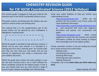 IGCSE Chemistry Revision Notes | PDF