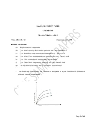 Chemistry sample paper 2014 15 | PDF | Chemistry | Science