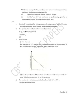 Chemistry sample paper 2014 15 | PDF | Chemistry | Science