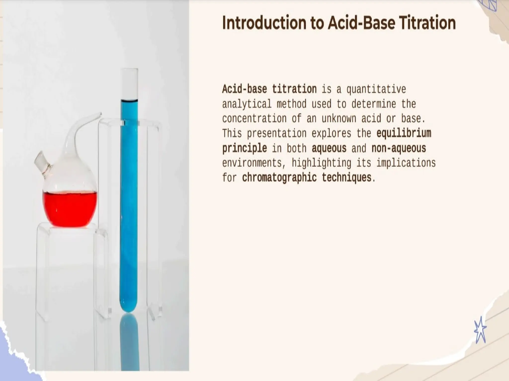 Equilibrium principle Aqueous and non-aqueous acid base titration | PPTX
