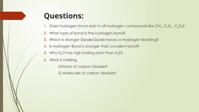 Hydrogen Bonding, Vander Waals Forces, Weak Interactions | PPTX