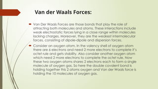 Hydrogen Bonding, Vander Waals Forces, Weak Interactions | PPTX