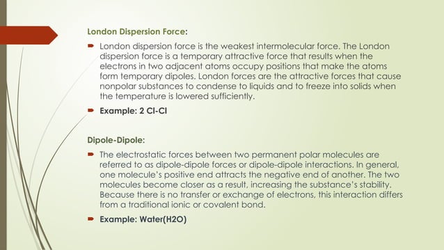 Hydrogen Bonding, Vander Waals Forces, Weak Interactions | PPT
