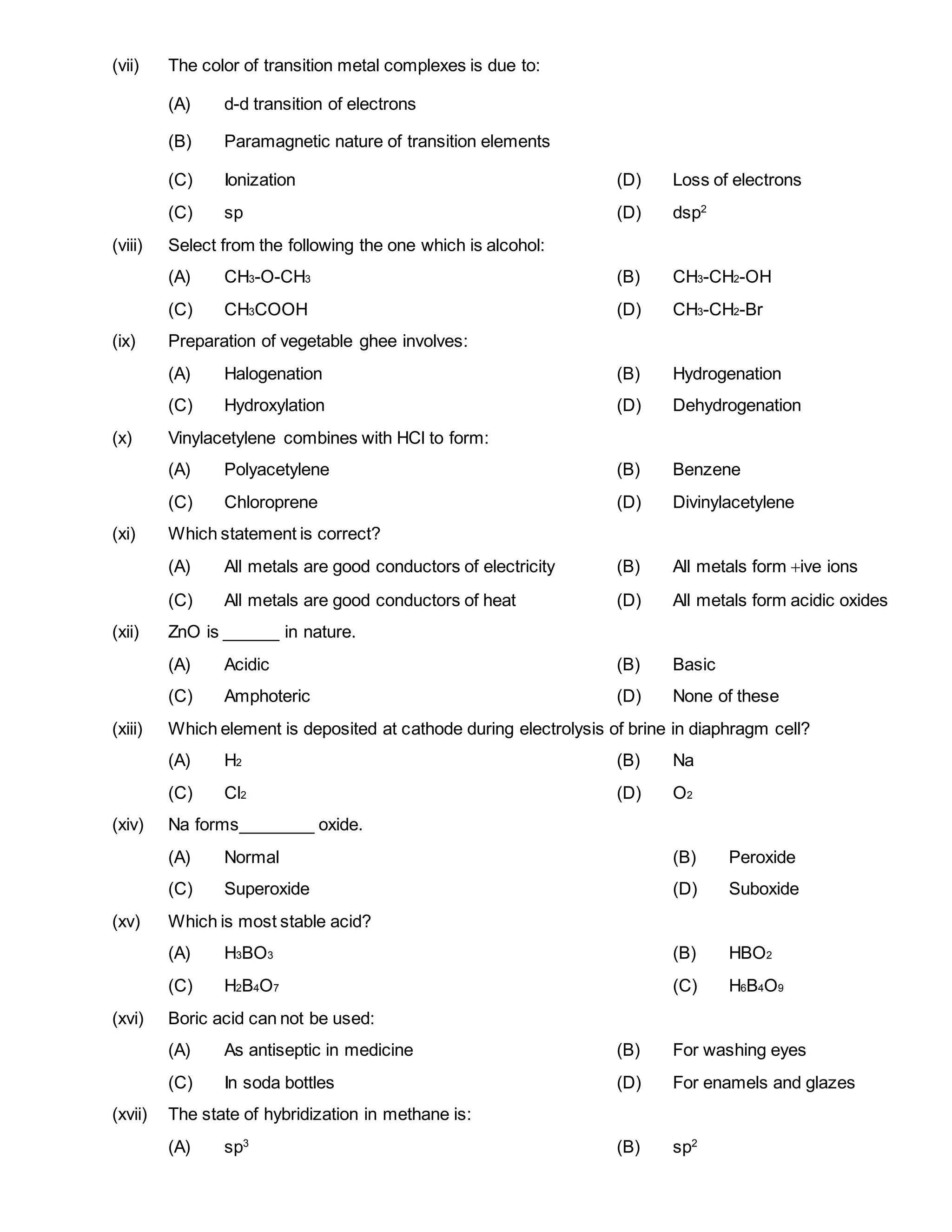 Chemistry send up examination examination 2017 | DOCX