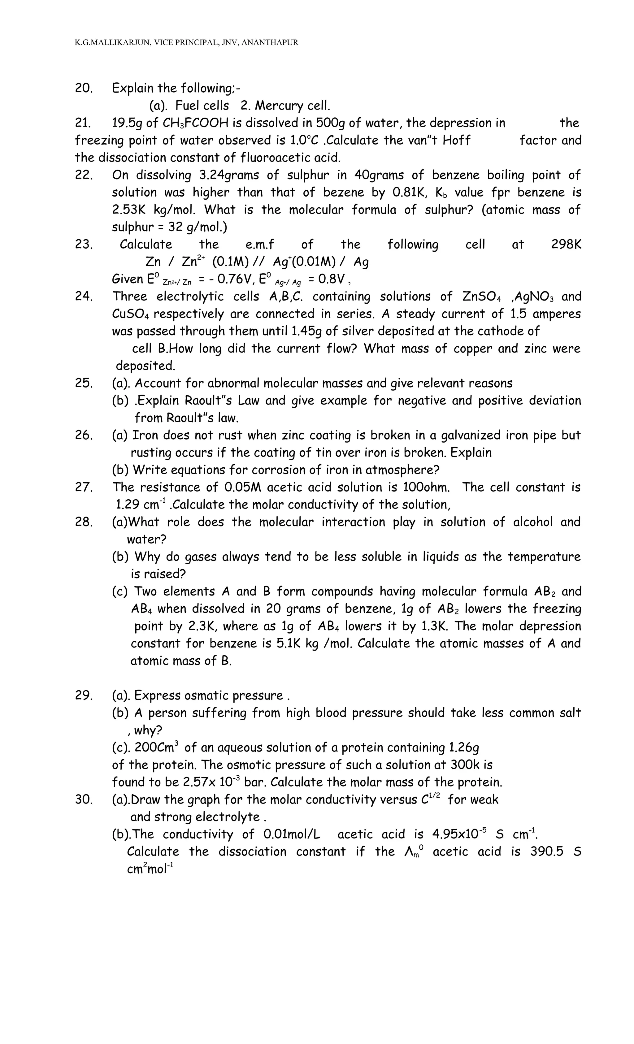 Chemistry slot test 2 | PDF