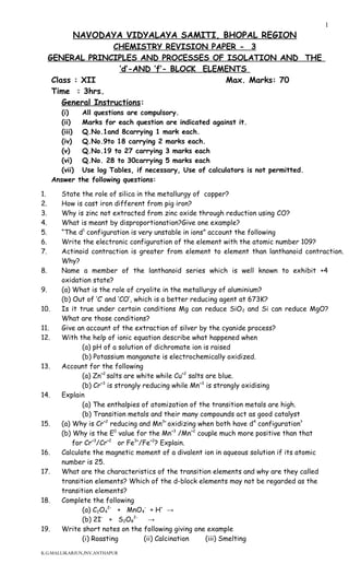 Chemistry slot test 3 | PDF