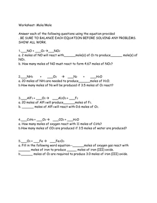 Chemistry stoichiometry problems | DOC