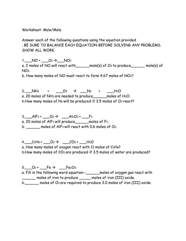 Chemistry stoichiometry problems | PDF