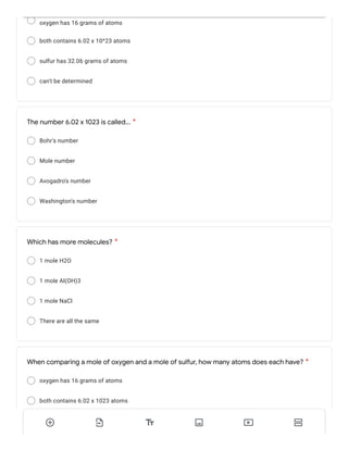 Chemistry test #6 google forms | PDF | Chemistry | Science