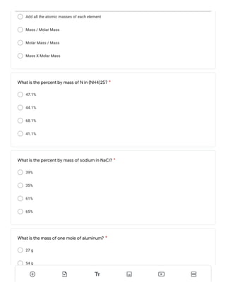 Chemistry test #6 google forms | PDF | Chemistry | Science