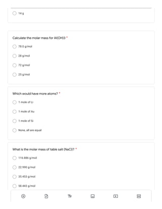 Chemistry test #6 google forms | PDF | Chemistry | Science