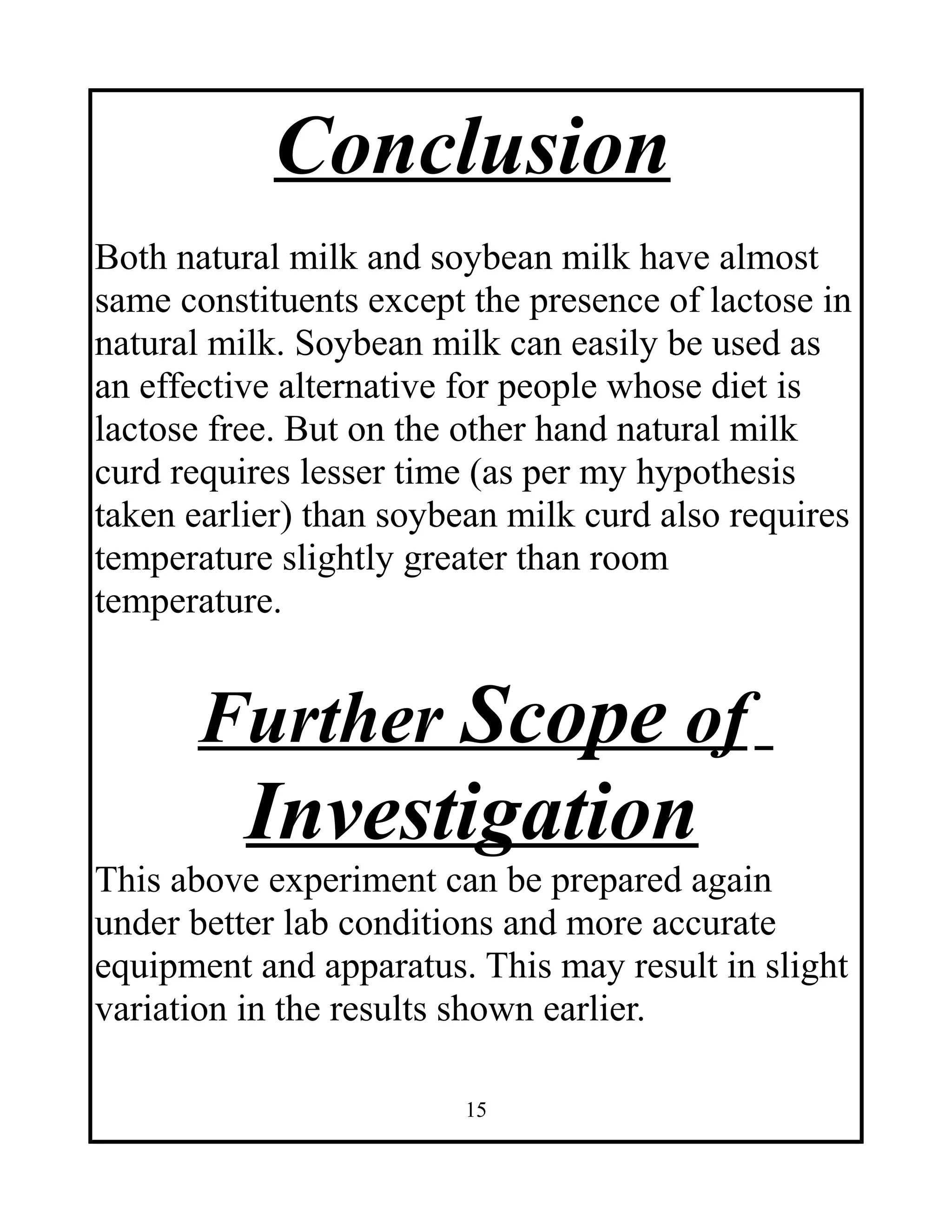 PREPARATION OF SOYBEAN MILK AND ITS COMPARISION WITH NATURAL MILK | ODT