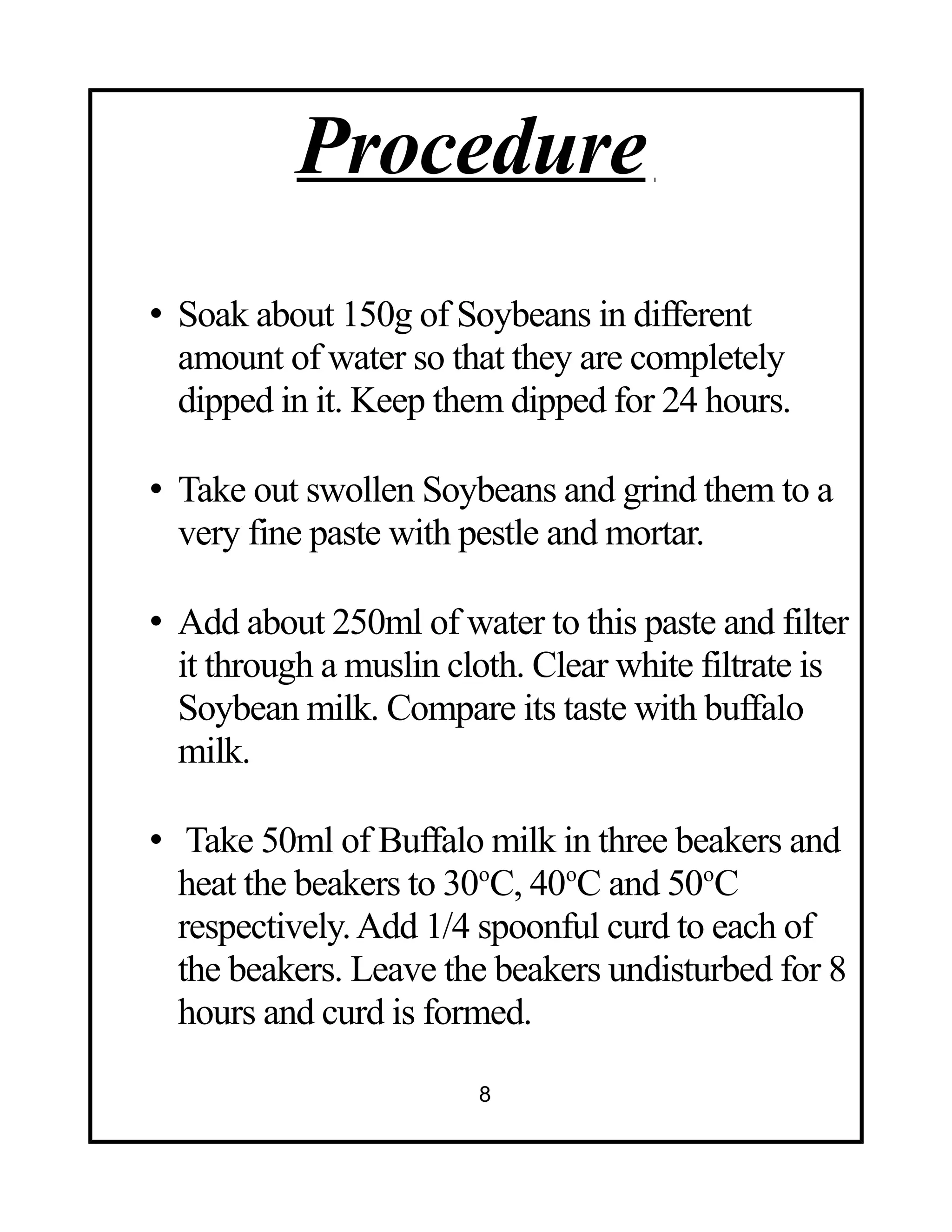PREPARATION OF SOYBEAN MILK AND ITS COMPARISION WITH NATURAL MILK | ODT