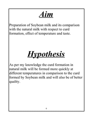 PREPARATION OF SOYBEAN MILK AND ITS COMPARISION WITH NATURAL MILK | ODT