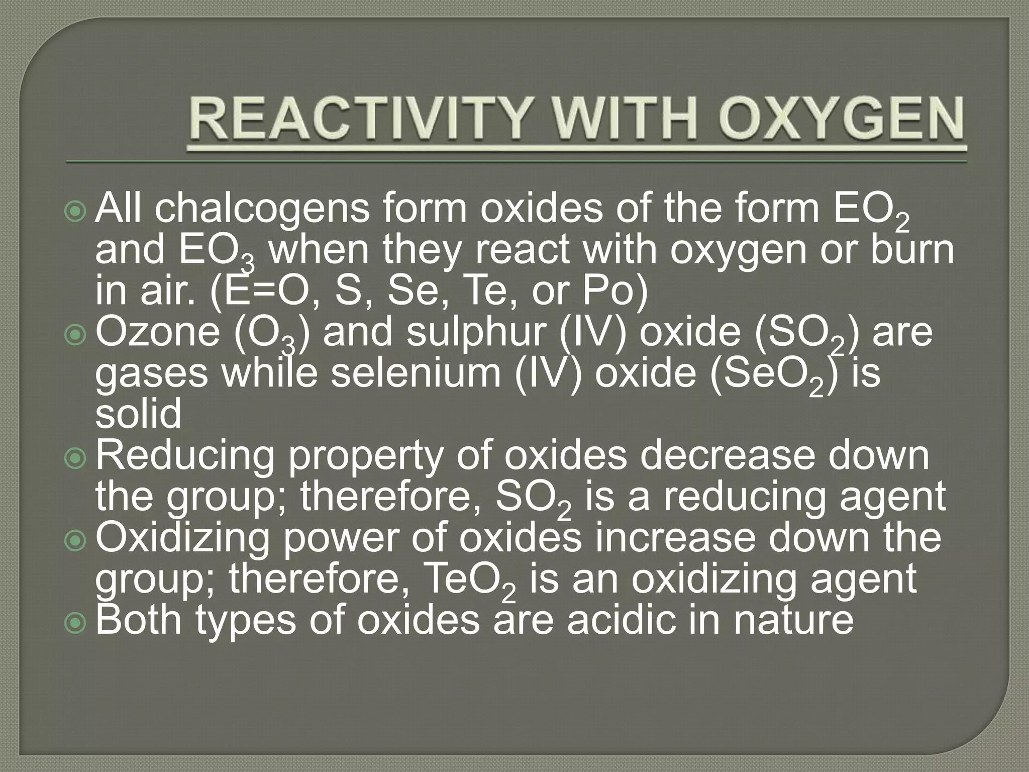 CHEMISTRY OF OXYGEN FAMILY | PPTX