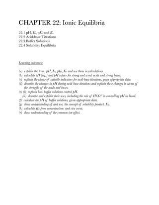 Chemistry zimsec chapter 22 ionic equilibria | PDF