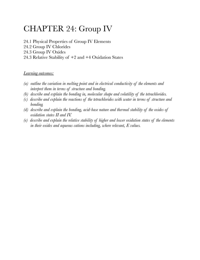 Chemistry zimsec chapter 24 group iv | PDF