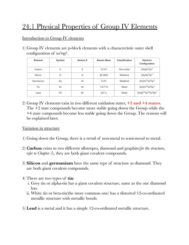 Chemistry zimsec chapter 24 group iv | PDF