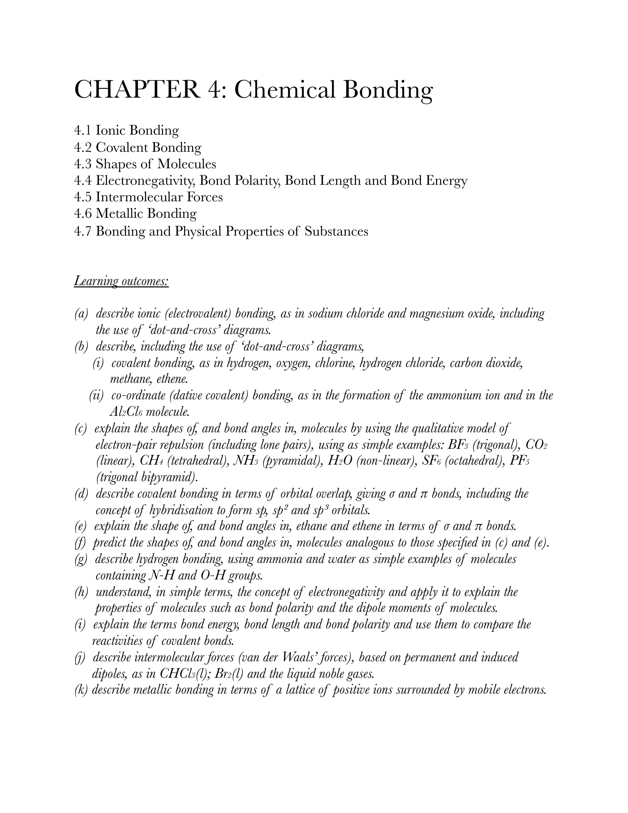 Chemistry zimsec chapter 4 chemical bonding | PDF