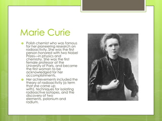 Chemists and their contributions to science!! | PPTX