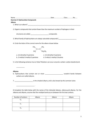 Chem iv exercise 2011 unit1 | PDF