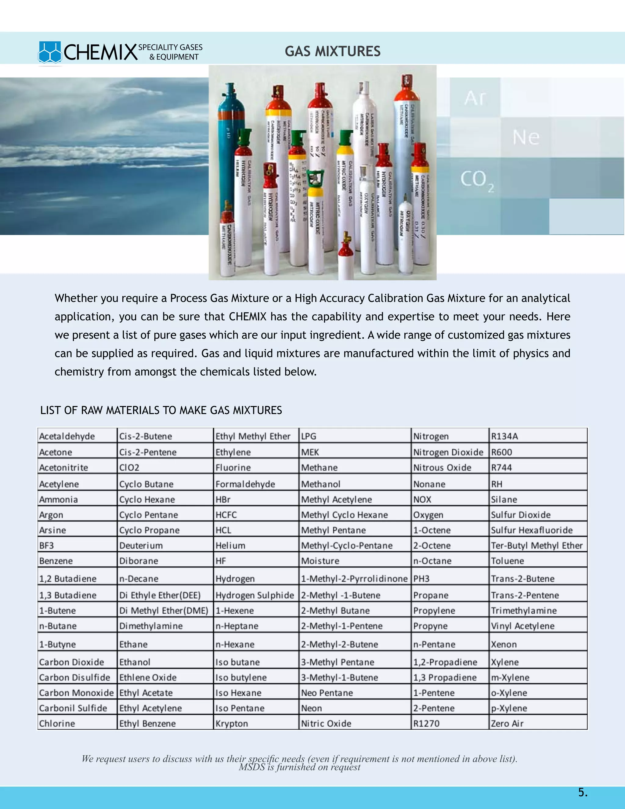Gases & Gas Handling Equipments By Chemix Specialty Gases And Equipment ...