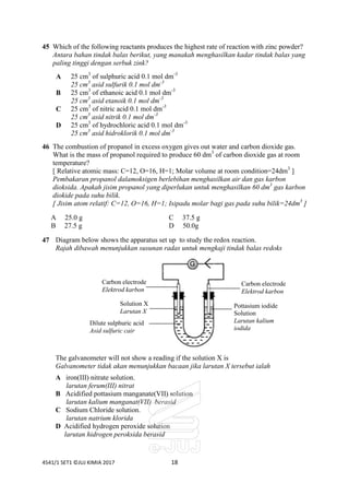Chem juj k1 (soalan) [set 1] | PDF
