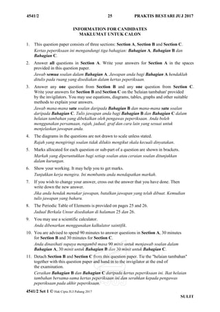 Chem juj k2 (soalan) [set 1] | PDF