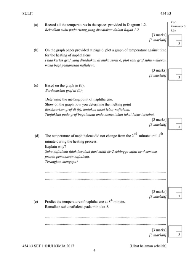 Chem juj k3 (soalan) [set 1] | PDF