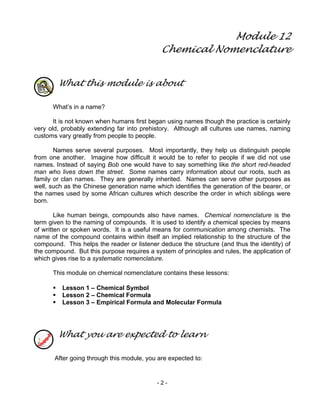 Chem m12 chemical nomenclature | PDF